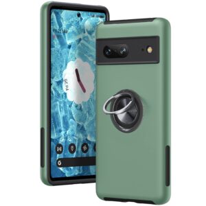 jame for google pixel 7 case, slim fit shockproof protective case for pixel 7, military-grade drop protection with ring kickstand [magnetic car mount feature] case for google pixel 7-alpine green