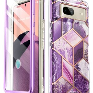 i-Blason Cosmo for Google Pixel 7 Case with Built-in Screen Protector [Support Wireless Charging] Slim Full-Body Stylish Shockproof Anti-Scratch Protective Phone Case for Pixel 7 (2022), Purple