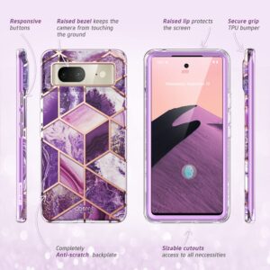 i-Blason Cosmo for Google Pixel 7 Case with Built-in Screen Protector [Support Wireless Charging] Slim Full-Body Stylish Shockproof Anti-Scratch Protective Phone Case for Pixel 7 (2022), Purple