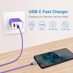 USB C Fast Wall Charger for Google Pixel 8a/8/8 Pro/7a/7/7 Pro/6a/6/6 Pro/5/4XL/3a/2/XL, USB C Samsung Fast Charger Block for Galaxy S24 S23 A15 A53 A13 5G A14, 20W PD Power Adapter, 6ft Type C Cable