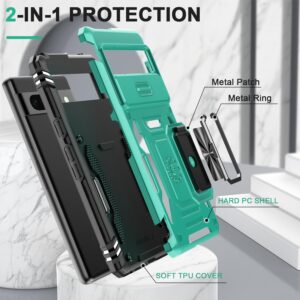 AUPAI Designed for Google Pixel 7 with Camera Cover,Military Grade Shockproof Heavy Duty Pixel 7 Cover Pass 16ft Drop Test Protective Phone Case with Magnetic Kickstand for Google Pixel 7 Turquoise