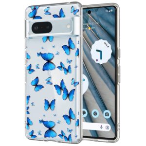 honnky for pixel 7 case, clear with cute pattern shockproof heavy duty protection cover slim anti-slip phone case for google pixel 7 6.3 inch(butterfly)