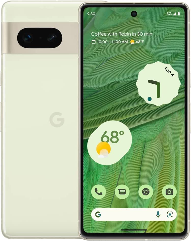 Google Pixel 7 5G 128GB 8GB RAM 24-Hour Battery Factory Unlocked for GSM Carriers Global Version - Lemongrass (Renewed)