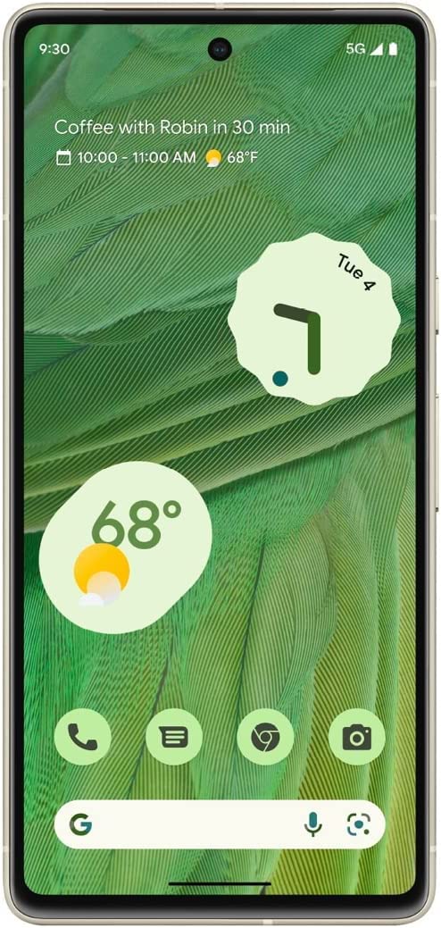 Google Pixel 7 5G 128GB 8GB RAM 24-Hour Battery Factory Unlocked for GSM Carriers Global Version - Lemongrass (Renewed)