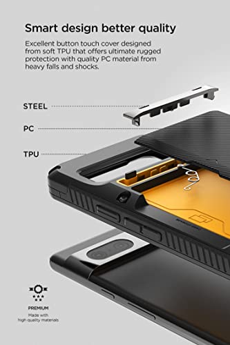 VRS DESIGN Damda Glide Pro Phone Case for Pixel 7, Sturdy Semi Auto Wallet [4 Cards] Case Compatible for Pixel 7 Case (2022)