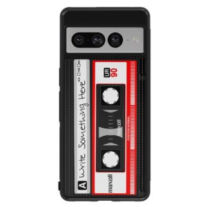 cassette tape black red personalized black rubber phone case compatible with google pixel 8 pro, 8a, pixel 8, 7a, 7, 7 pro, 6a, 6 pro, 6, pixel 5, 4a 5g, 4a 4g, pixel 4, pixel 4 xl, 3a, 3a xl, 3