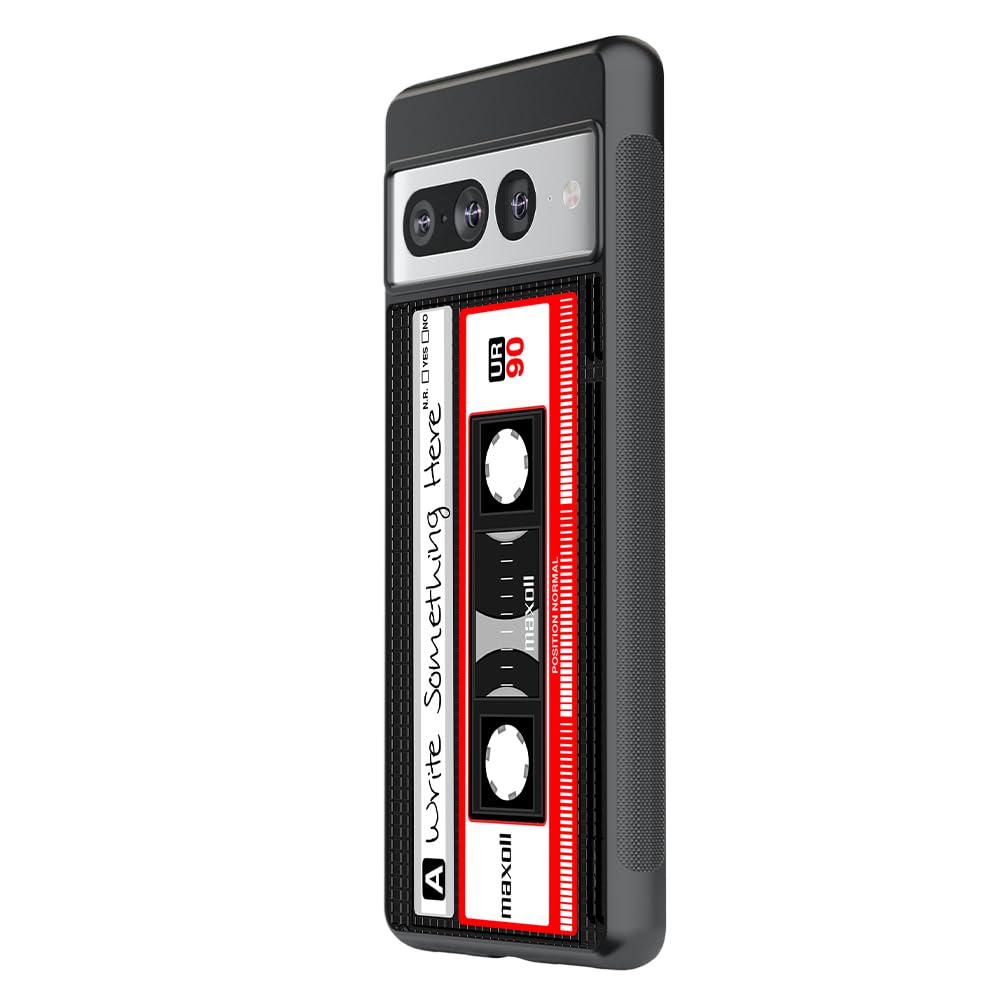 Cassette Tape Black Red Personalized Black Rubber Phone Case Compatible With Google Pixel 8 Pro, 8a, Pixel 8, 7a, 7, 7 Pro, 6a, 6 Pro, 6, Pixel 5, 4a 5G, 4a 4G, Pixel 4, Pixel 4 XL, 3a, 3a XL, 3