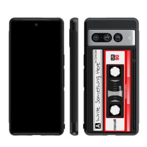 Cassette Tape Black Red Personalized Black Rubber Phone Case Compatible With Google Pixel 8 Pro, 8a, Pixel 8, 7a, 7, 7 Pro, 6a, 6 Pro, 6, Pixel 5, 4a 5G, 4a 4G, Pixel 4, Pixel 4 XL, 3a, 3a XL, 3