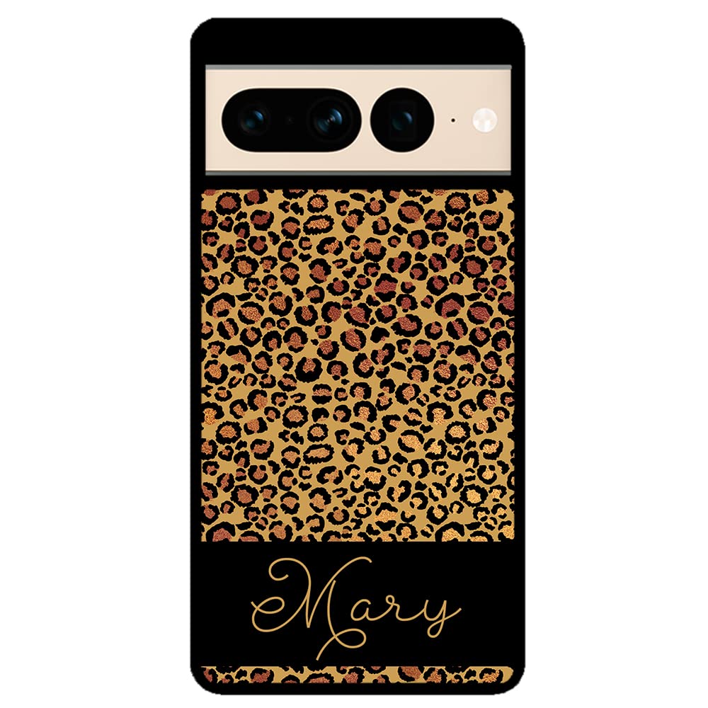 Leopard Skin Plain Personalized Black Rubber Phone Case Compatible With Google Pixel 8 Pro, 8a, 8, 7a, 7, Pixel 7 Pro, 6a, Pixel 6 Pro, 6, 5, 4a 5G, 4a 4G, 4, 4 XL, 3a, 3a XL, 3, 3 XL, 2 XL, 2