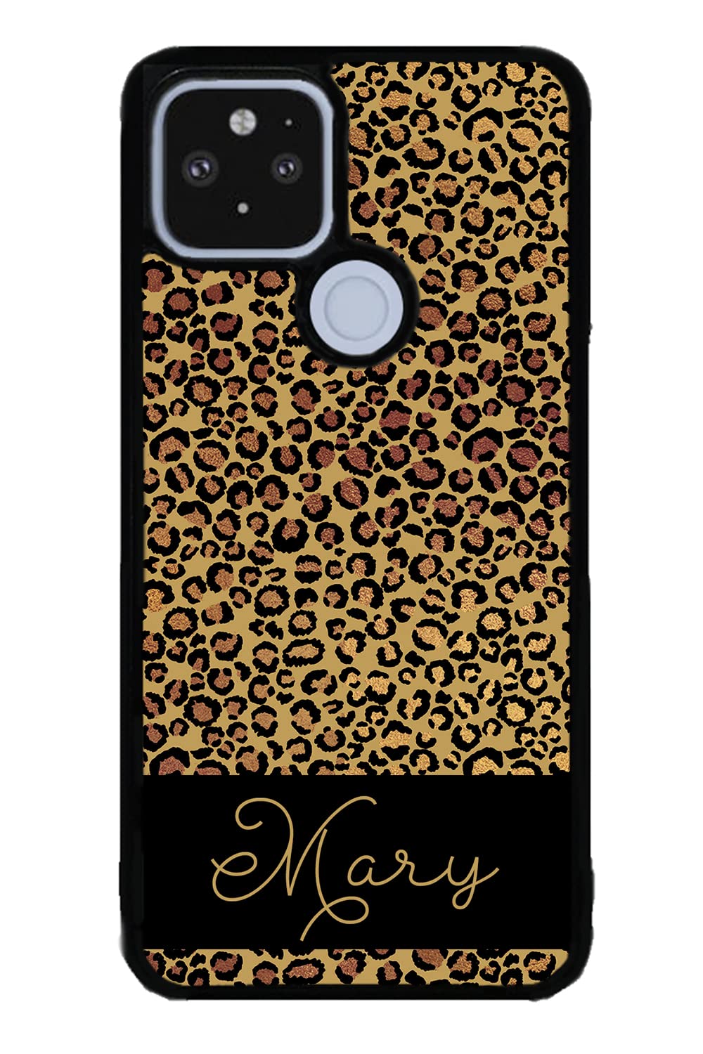 Leopard Skin Plain Personalized Black Rubber Phone Case Compatible With Google Pixel 8 Pro, 8a, 8, 7a, 7, Pixel 7 Pro, 6a, Pixel 6 Pro, 6, 5, 4a 5G, 4a 4G, 4, 4 XL, 3a, 3a XL, 3, 3 XL, 2 XL, 2