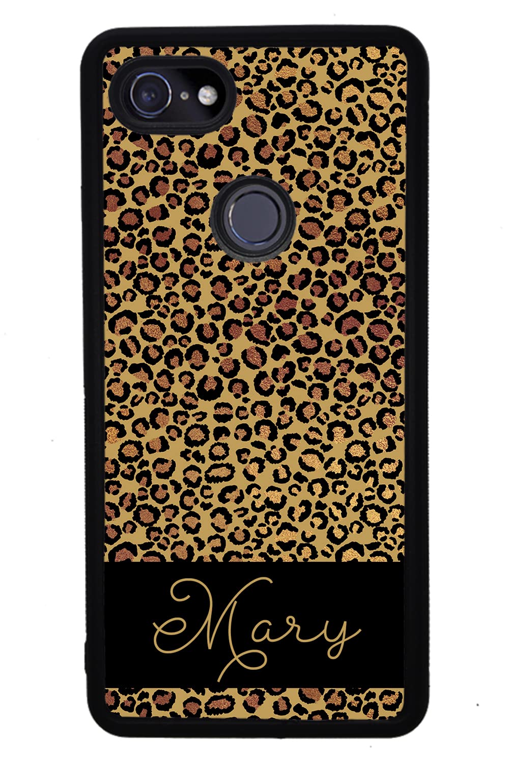 Leopard Skin Plain Personalized Black Rubber Phone Case Compatible With Google Pixel 8 Pro, 8a, 8, 7a, 7, Pixel 7 Pro, 6a, Pixel 6 Pro, 6, 5, 4a 5G, 4a 4G, 4, 4 XL, 3a, 3a XL, 3, 3 XL, 2 XL, 2