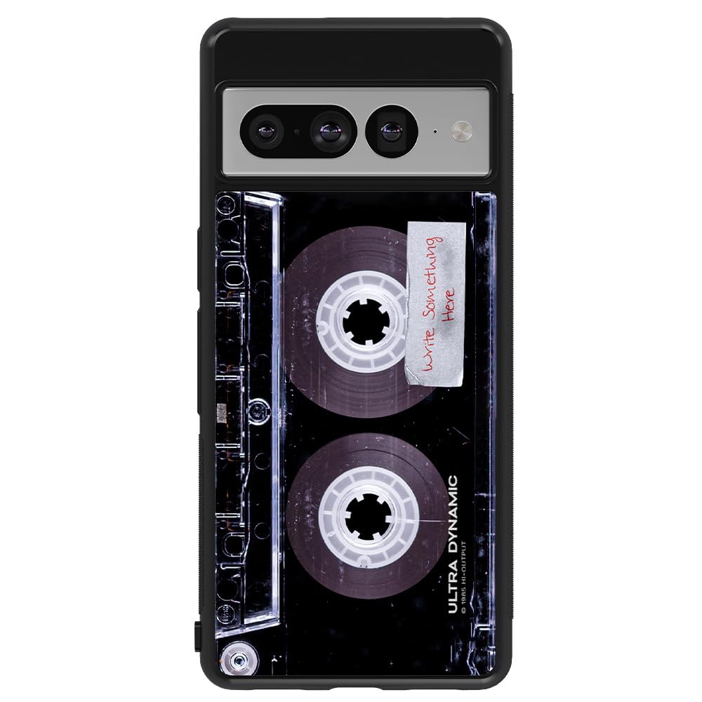 Cassette Tape Clear Black Personalized Black Rubber Phone Case Compatible With Google Pixel 8 Pro, 8a, 8, 7a, 7, 7 Pro, 6a, 6 Pro, 6, Pixel 5, 4a 5G, 4a 4G, Pixel 4, Pixel 4 XL, Pixel 3a, 3a XL