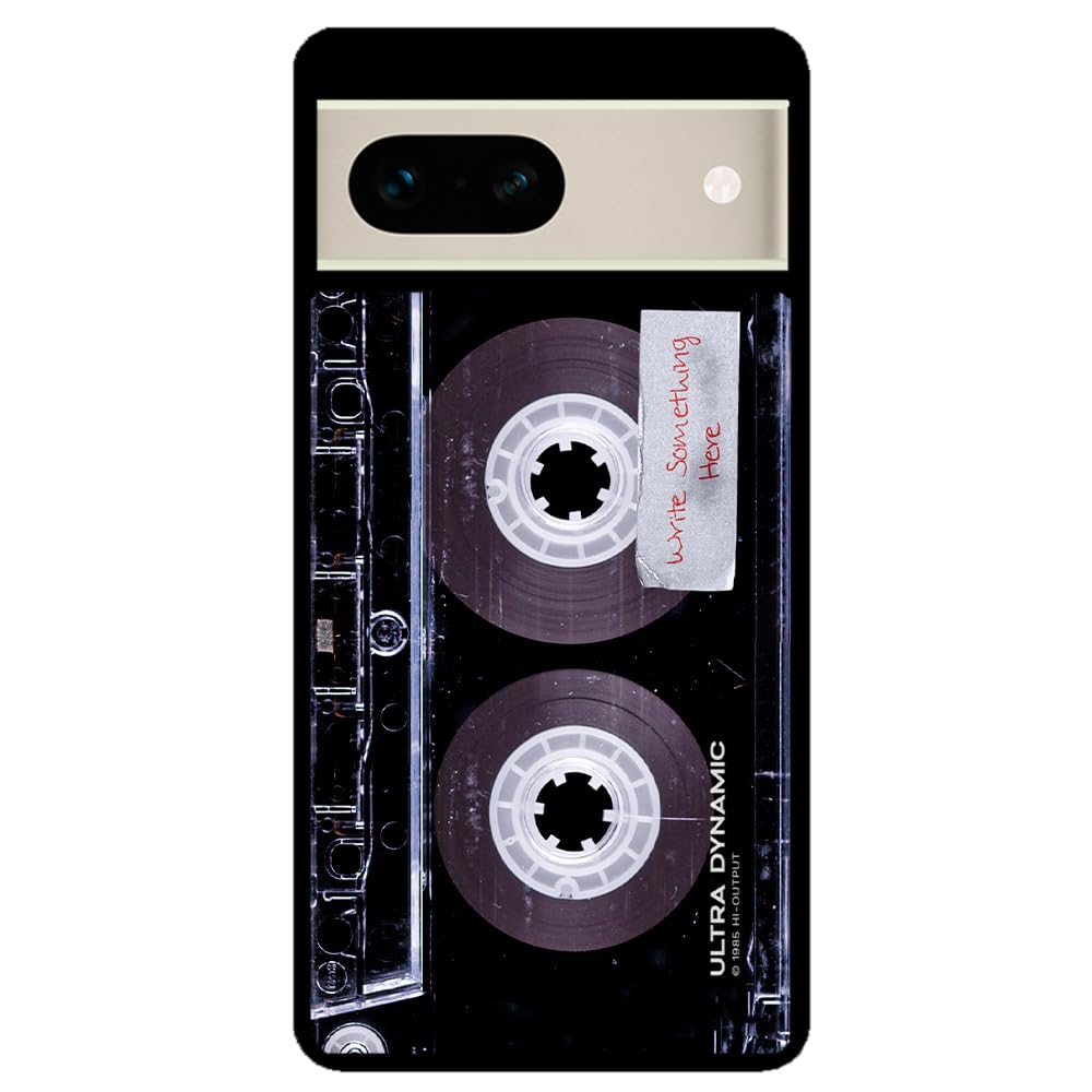 Cassette Tape Clear Black Personalized Black Rubber Phone Case Compatible With Google Pixel 8 Pro, 8a, 8, 7a, 7, 7 Pro, 6a, 6 Pro, 6, Pixel 5, 4a 5G, 4a 4G, Pixel 4, Pixel 4 XL, Pixel 3a, 3a XL