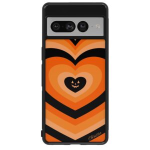 halloween hearts personalized black rubber phone case compatible with google pixel 8 pro, 8a, 8, 7a, 7, 7 pro, 6a, 6 pro, 6, pixel 5, 4a 5g, 4a 4g, pixel 4, pixel 4 xl, pixel 3a, 3a xl, pixel 3