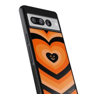 Halloween Hearts Personalized Black Rubber Phone Case Compatible With Google Pixel 8 Pro, 8a, 8, 7a, 7, 7 Pro, 6a, 6 Pro, 6, Pixel 5, 4a 5G, 4a 4G, Pixel 4, Pixel 4 XL, Pixel 3a, 3a XL, Pixel 3