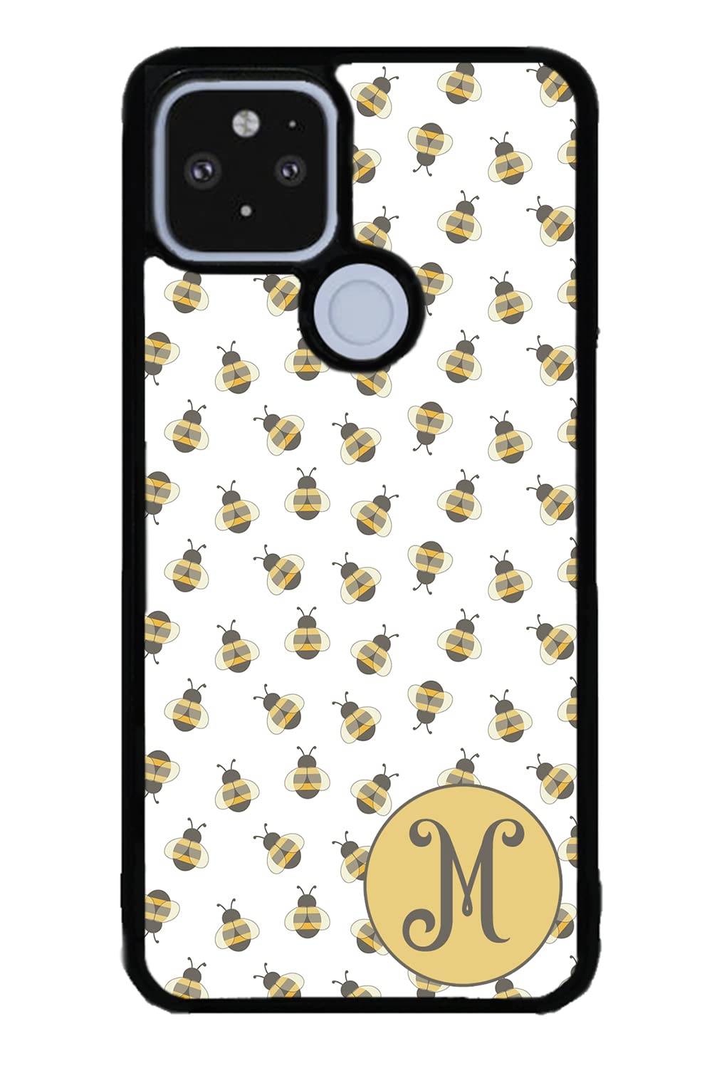 Honey Bumble Bee Personalized Black Rubber Phone Case Compatible With Google Pixel 8 Pro, 8a, 8, 7a, 7, Pixel 7 Pro, 6a, Pixel 6 Pro, 6, 5, 4a 5G, 4a 4G, 4, 4 XL, 3a, 3a XL, 3, 3 XL, 2 XL, 2