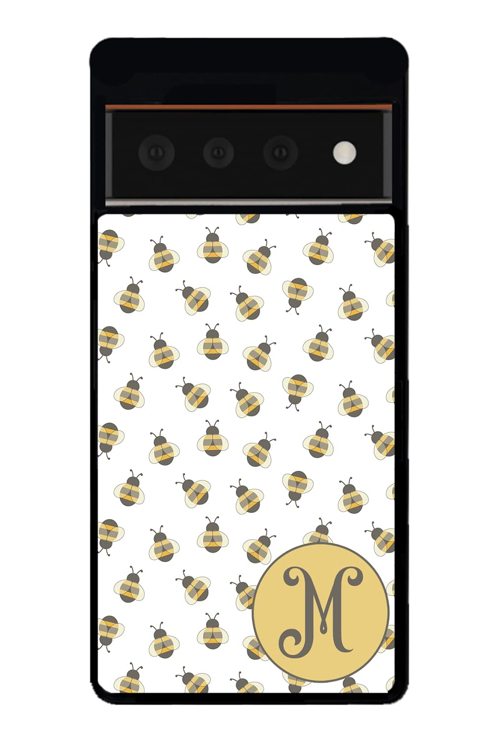 Honey Bumble Bee Personalized Black Rubber Phone Case Compatible With Google Pixel 8 Pro, 8a, 8, 7a, 7, Pixel 7 Pro, 6a, Pixel 6 Pro, 6, 5, 4a 5G, 4a 4G, 4, 4 XL, 3a, 3a XL, 3, 3 XL, 2 XL, 2