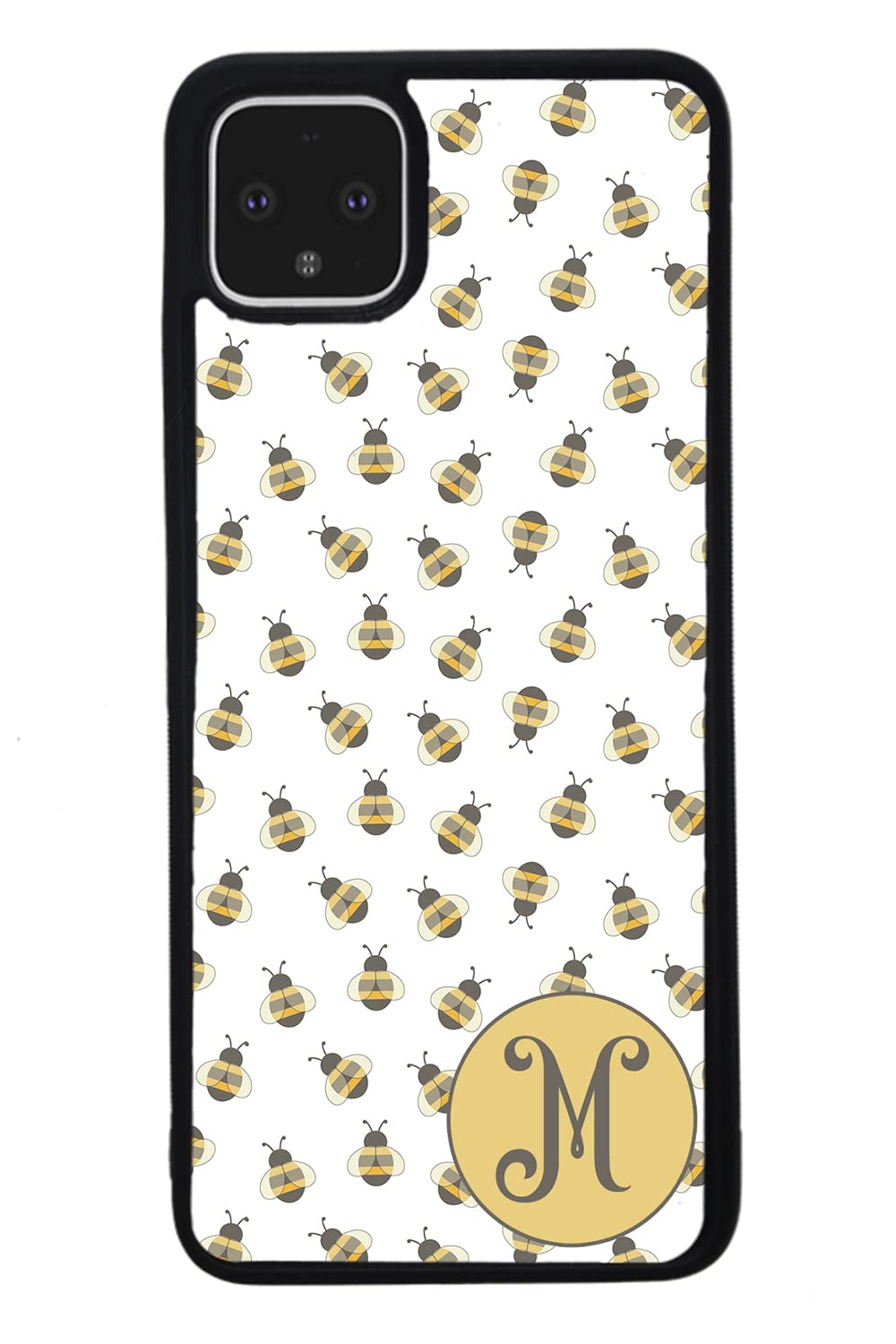 Honey Bumble Bee Personalized Black Rubber Phone Case Compatible With Google Pixel 8 Pro, 8a, 8, 7a, 7, Pixel 7 Pro, 6a, Pixel 6 Pro, 6, 5, 4a 5G, 4a 4G, 4, 4 XL, 3a, 3a XL, 3, 3 XL, 2 XL, 2