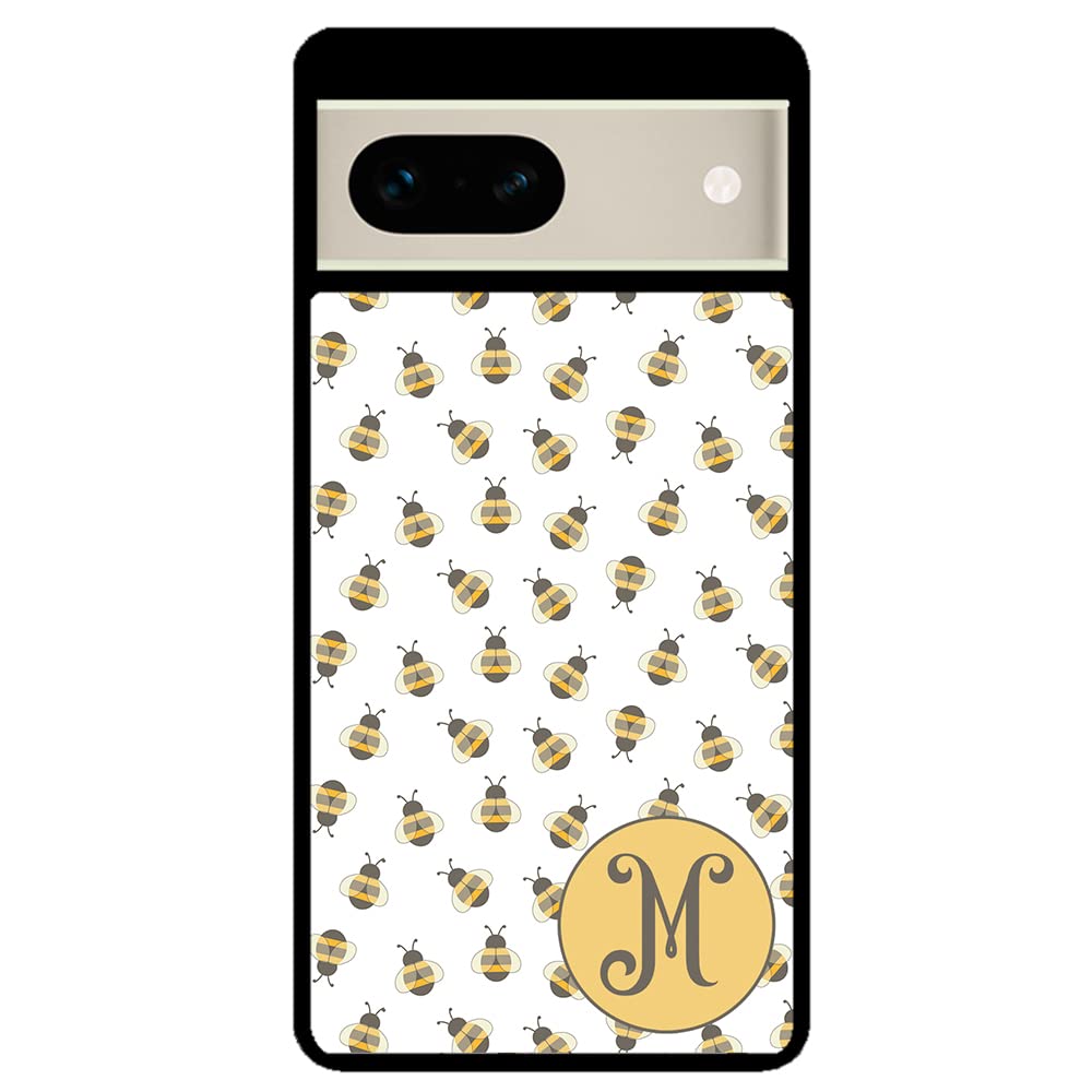 Honey Bumble Bee Personalized Black Rubber Phone Case Compatible With Google Pixel 8 Pro, 8a, 8, 7a, 7, Pixel 7 Pro, 6a, Pixel 6 Pro, 6, 5, 4a 5G, 4a 4G, 4, 4 XL, 3a, 3a XL, 3, 3 XL, 2 XL, 2