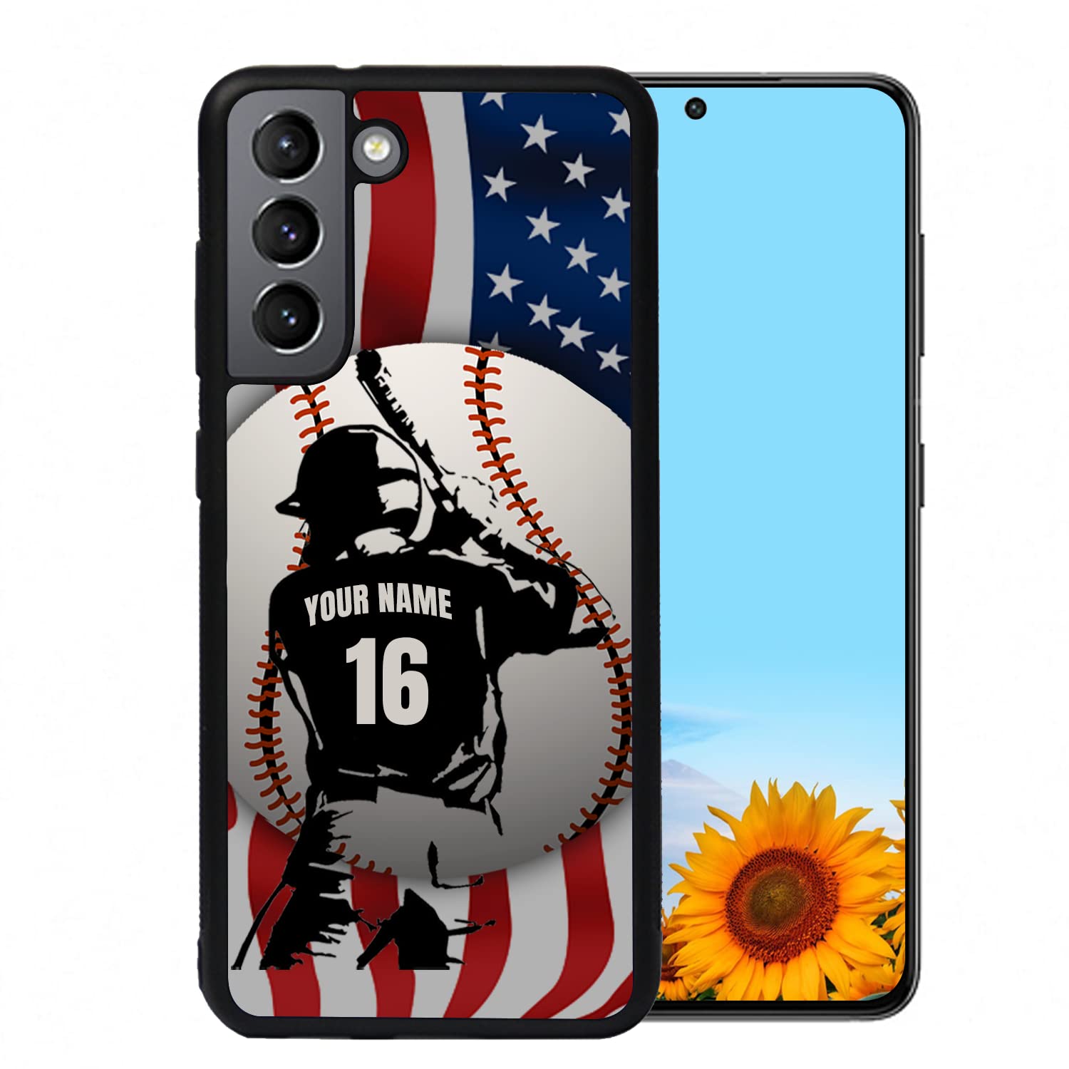 Personalized Baseball Player Name Number America Flag Design Rubber Cover Phone Case for Google Pixel 4/4A/4XL/5/5XL/6/6 PRO/7/7 Pro Custom Baseball Phone case