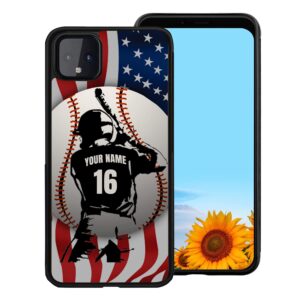 personalized baseball player name number america flag design rubber cover phone case for google pixel 4/4a/4xl/5/5xl/6/6 pro/7/7 pro custom baseball phone case