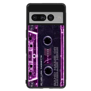 cassette tape clear pink personalized black rubber phone case compatible with google pixel 8 pro, 8a, 8, 7a, 7, 7 pro, 6a, 6 pro, 6, pixel 5, 4a 5g, 4a 4g, pixel 4, pixel 4 xl, pixel 3a, 3a xl, 3