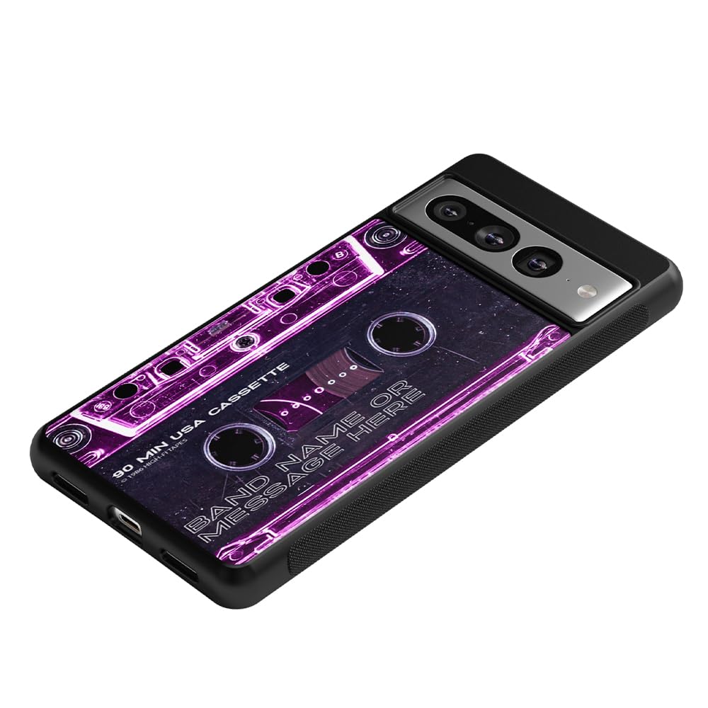 Cassette Tape Clear Pink Personalized Black Rubber Phone Case Compatible With Google Pixel 8 Pro, 8a, 8, 7a, 7, 7 Pro, 6a, 6 Pro, 6, Pixel 5, 4a 5G, 4a 4G, Pixel 4, Pixel 4 XL, Pixel 3a, 3a XL, 3