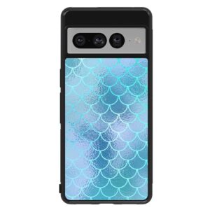 blue aqua mermaid scales skin black rubber phone case compatible with google pixel 8 pro, 8a, 8, 7a, 7, pixel 7 pro, 6a, pixel 6 pro, 6, 5, 4a 5g, 4a 4g, 4, 4 xl, 3a, 3a xl, 3, 3 xl, 2 xl, 2