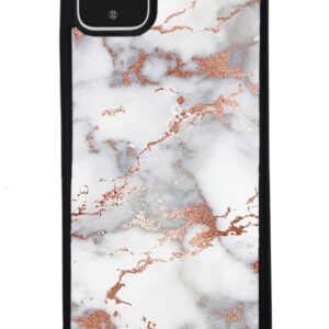 Rose Gold Marble Black Rubber Phone Case Compatible With Google Pixel 8 Pro, 8a, 8, 7, Pixel 7 Pro, 6a, Pixel 6 Pro, 6, Pixel 5, 4a 5G, 4a 4G, 4, 4 XL, 3a, 3a XL, 3, 3 XL, 2 XL, 2