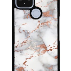 Rose Gold Marble Black Rubber Phone Case Compatible With Google Pixel 8 Pro, 8a, 8, 7, Pixel 7 Pro, 6a, Pixel 6 Pro, 6, Pixel 5, 4a 5G, 4a 4G, 4, 4 XL, 3a, 3a XL, 3, 3 XL, 2 XL, 2