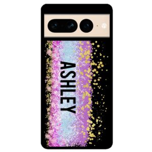 Unicorn Teal Purple Pink Gold Splash Personalized Black Rubber Phone Case Compatible With Google Pixel 8 Pro, 8a, 8, 7a, 7, Pixel 7 Pro, 6a, Pixel 6 Pro, 6, 5, 4a 5G, 4a 4G, 4, 4 XL, 3a, 3a