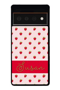 strawberry fruit pattern personalized black rubber phone case compatible with google pixel 8 pro, 8a, 8, 7a, 7, pixel 7 pro, 6a, pixel 6 pro, 6, 5, 4a 5g, 4a 4g, 4, 4 xl, 3a, 3a xl, 3, 3 xl