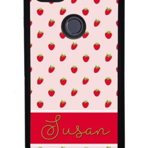 Strawberry Fruit Pattern Personalized Black Rubber Phone Case Compatible With Google Pixel 8 Pro, 8a, 8, 7a, 7, Pixel 7 Pro, 6a, Pixel 6 Pro, 6, 5, 4a 5G, 4a 4G, 4, 4 XL, 3a, 3a XL, 3, 3 XL