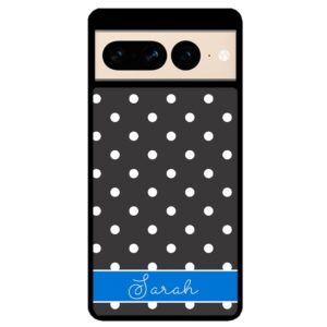 polka dot black white blue personalized black rubber phone case compatible with google pixel 8 pro, 8a, 8, 7a, 7, pixel 7 pro, 6a, 6 pro, 6, 5, 4a 5g, 4a 4g, 4, 4 xl, 3a, 3a xl, 3, 3 xl, 2