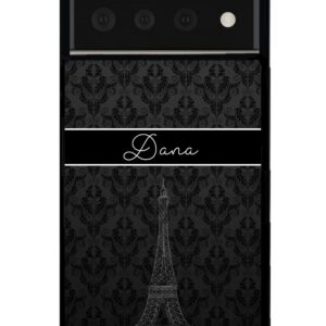 Paris Eiffel Tower Personalized Black Rubber Phone Case Compatible With Google Pixel 8 Pro, 8a, 8, 7a, 7, Pixel 7 Pro, 6a, Pixel 6 Pro, 6, 5, 4a 5G, 4a 4G, 4, 4 XL, 3a, 3a XL, 3, 3 XL, 2