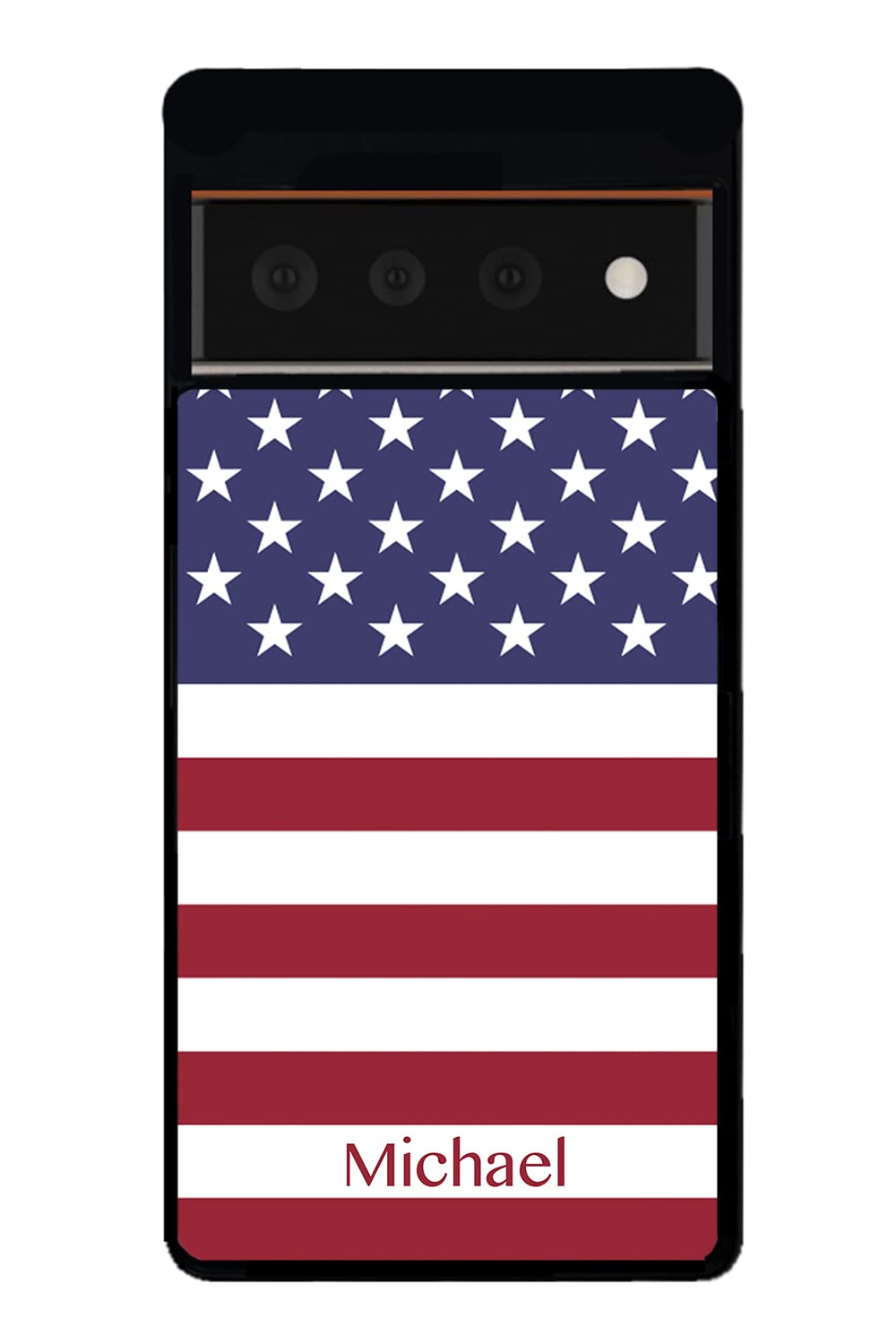 American Flag Stars and Stripes Personalized Black Rubber Phone Case Compatible With Google Pixel 8 Pro, 8a, 8, 7a, 7, Pixel 7 Pro, 6a, Pixel 6 Pro, 6, 5, 4a 5G, 4a 4G, 4, 4 XL, 3a, 3a XL, 3