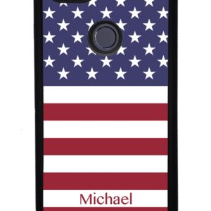 American Flag Stars and Stripes Personalized Black Rubber Phone Case Compatible With Google Pixel 8 Pro, 8a, 8, 7a, 7, Pixel 7 Pro, 6a, Pixel 6 Pro, 6, 5, 4a 5G, 4a 4G, 4, 4 XL, 3a, 3a XL, 3