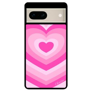 Pink Hearts Pattern Personalized Black Rubber Phone Case Compatible With Google Pixel 8 Pro, 8a, 8, 7a, 7, 7 Pro, 6a, 6 Pro, 6, Pixel 5, 4a 5G, 4a 4G, Pixel 4, Pixel 4 XL, Pixel 3a, 3a XL, Pixel 3