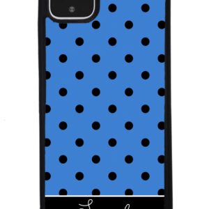 Blue Black White Polka Dot Personalized Black Rubber Phone Case Compatible With Google Pixel 8 Pro, 8a, 8, 7a, 7, Pixel 7 Pro, 6a, Pixel 6 Pro, 6, Pixel 5, 4a 5G, 4a 4G, 4, 4 XL, 3a, 3a XL, 3, 3 XL