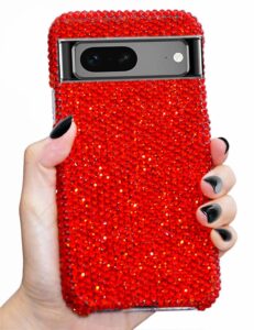 teazgopx bling rhinestone google pixel 7 case for womens girls - over 1400 high quality hand glued gems crystals for google pixel 7-siam