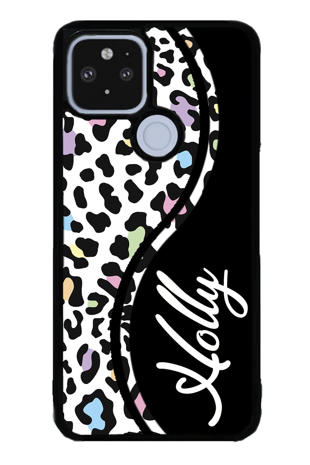 Colorful Leopard Cheetah Animal Skin Personalized Black Rubber Phone Case Compatible With Google Pixel 8 Pro, 8a, 8, 7a, 7, Pixel 7 Pro, 6a, Pixel 6 Pro, 6, 5, 4a 5G, 4a 4G, 4, 4 XL, 3a, 3a XL, 3