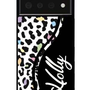 Colorful Leopard Cheetah Animal Skin Personalized Black Rubber Phone Case Compatible With Google Pixel 8 Pro, 8a, 8, 7a, 7, Pixel 7 Pro, 6a, Pixel 6 Pro, 6, 5, 4a 5G, 4a 4G, 4, 4 XL, 3a, 3a XL, 3