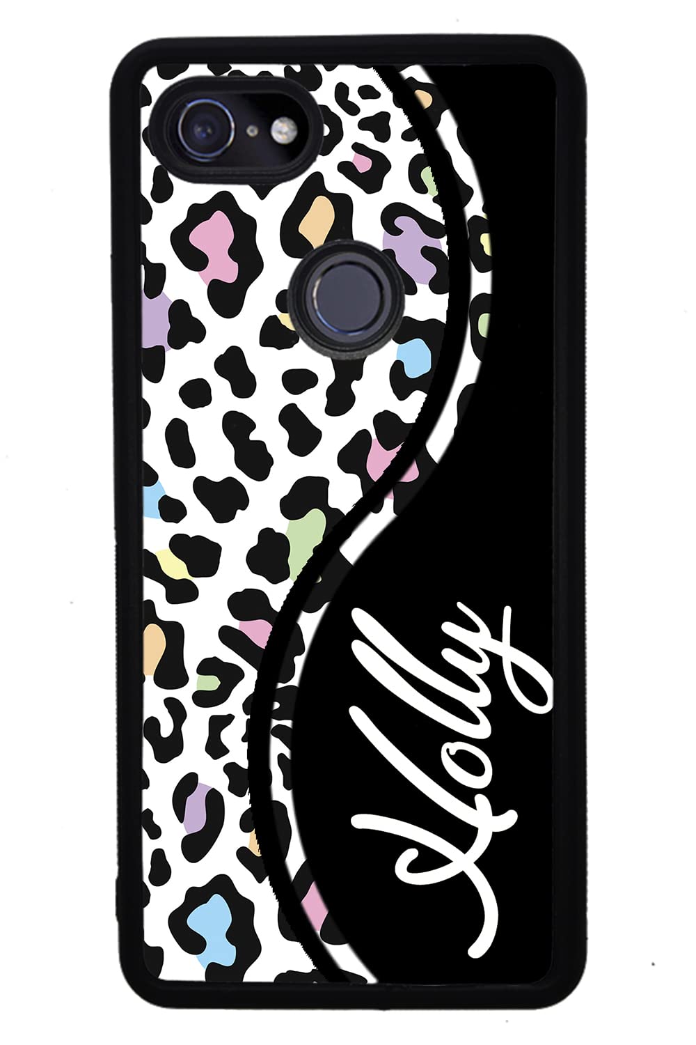 Colorful Leopard Cheetah Animal Skin Personalized Black Rubber Phone Case Compatible With Google Pixel 8 Pro, 8a, 8, 7a, 7, Pixel 7 Pro, 6a, Pixel 6 Pro, 6, 5, 4a 5G, 4a 4G, 4, 4 XL, 3a, 3a XL, 3