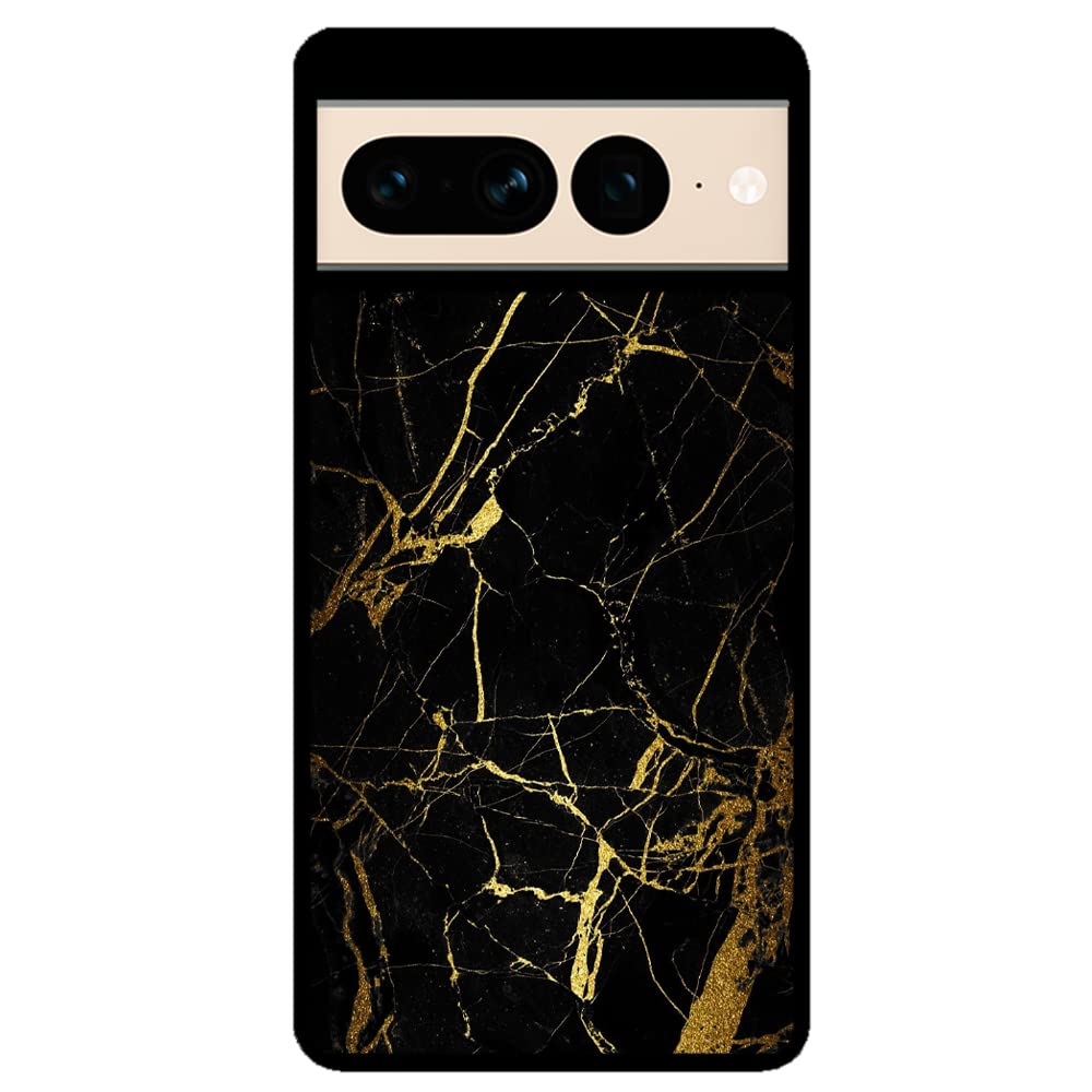 Black and Gold Marble Black Rubber Phone Case Compatible With Google Pixel 8 Pro, 8a, 8, 7a, 7, Pixel 7 Pro, 6a, Pixel 6 Pro, 6, 5, 4a 5G, 4a 4G, 4, 4 XL, 3a, 3a XL, 3, 3 XL, 2 XL, 2