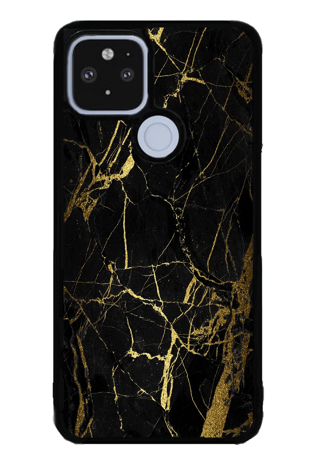 Black and Gold Marble Black Rubber Phone Case Compatible With Google Pixel 8 Pro, 8a, 8, 7a, 7, Pixel 7 Pro, 6a, Pixel 6 Pro, 6, 5, 4a 5G, 4a 4G, 4, 4 XL, 3a, 3a XL, 3, 3 XL, 2 XL, 2