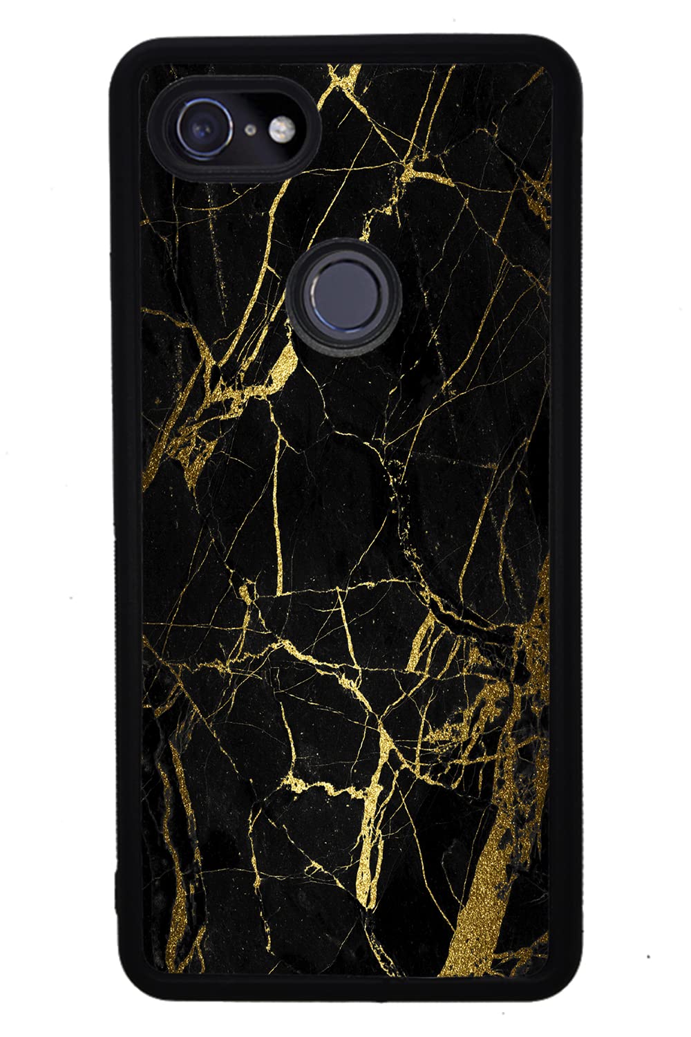 Black and Gold Marble Black Rubber Phone Case Compatible With Google Pixel 8 Pro, 8a, 8, 7a, 7, Pixel 7 Pro, 6a, Pixel 6 Pro, 6, 5, 4a 5G, 4a 4G, 4, 4 XL, 3a, 3a XL, 3, 3 XL, 2 XL, 2