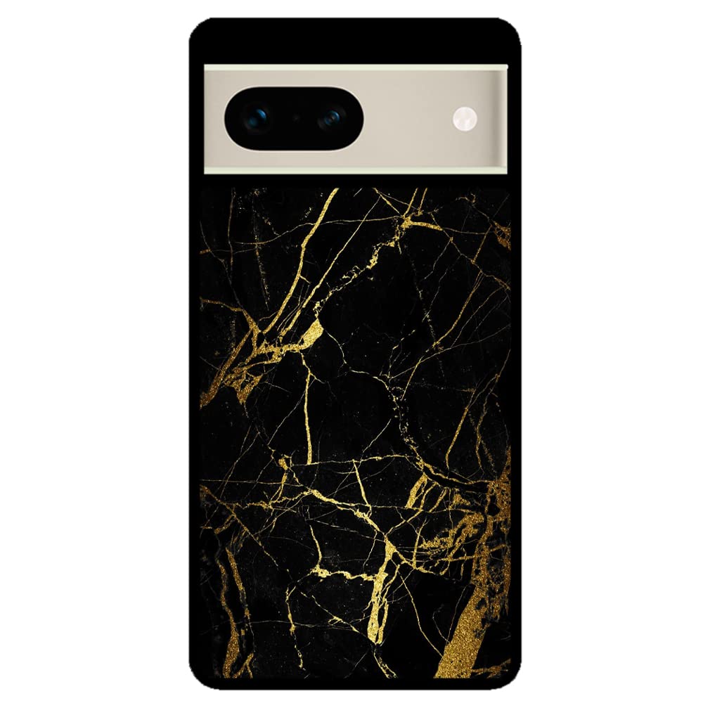 Black and Gold Marble Black Rubber Phone Case Compatible With Google Pixel 8 Pro, 8a, 8, 7a, 7, Pixel 7 Pro, 6a, Pixel 6 Pro, 6, 5, 4a 5G, 4a 4G, 4, 4 XL, 3a, 3a XL, 3, 3 XL, 2 XL, 2