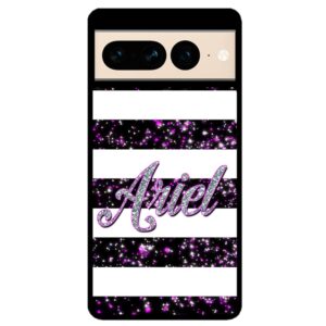 purple silver glitter bars personalized black rubber phone case compatible with google pixel 8 pro, 8a, 8, 7a, 7, pixel 7 pro, 6a, 6 pro, 6, 5, 4a 5g, 4a 4g, 4, 4 xl, 3a, 3a xl, 3, 3 xl, 2 xl, 2