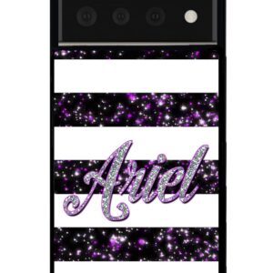 Purple Silver Glitter Bars Personalized Black Rubber Phone Case Compatible With Google Pixel 8 Pro, 8a, 8, 7a, 7, Pixel 7 Pro, 6a, 6 Pro, 6, 5, 4a 5G, 4a 4G, 4, 4 XL, 3a, 3a XL, 3, 3 XL, 2 XL, 2