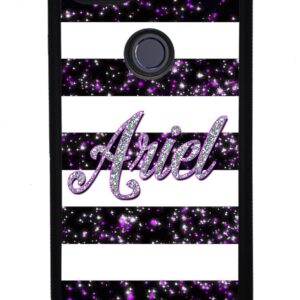 Purple Silver Glitter Bars Personalized Black Rubber Phone Case Compatible With Google Pixel 8 Pro, 8a, 8, 7a, 7, Pixel 7 Pro, 6a, 6 Pro, 6, 5, 4a 5G, 4a 4G, 4, 4 XL, 3a, 3a XL, 3, 3 XL, 2 XL, 2